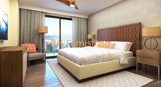 Nanggroe Aceh Darussalam travel holiday hotel room furniture by Teak wood headboard bed with TV tall cabinet and lounge supplier