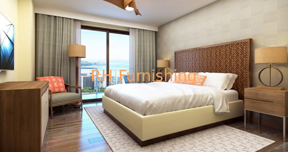 Nanggroe Aceh Darussalam travel holiday hotel room furniture by Teak wood headboard bed with TV tall cabinet and lounge supplier