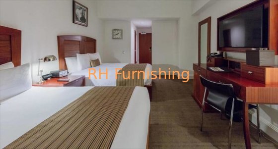 Palembang resort hotel furniture teak wood bed with TV cabinet desk and Sofa chairs table supplier