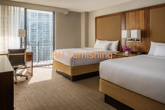 Kalimantan Island vacation hotel furniture supplier from China for guestroom bed set in Teak wood with laminate cabinet supplier