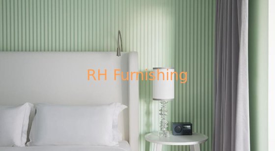 New Guinea hotel style apartment interior design furniture bedroom upholstered headboard bed with glossy white table set supplier