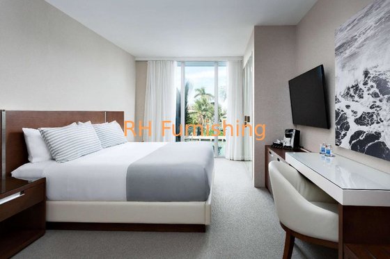 Papua New Guinea new hotel interior design furniture Walnut wood king size bed with nighstand and TV cabinet office desk supplier