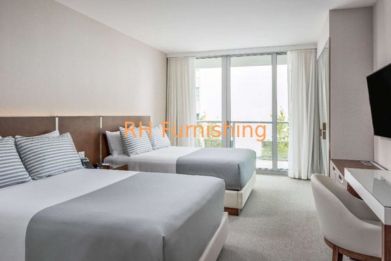 Papua New Guinea new hotel interior design furniture Walnut wood king size bed with nighstand and TV cabinet office desk supplier