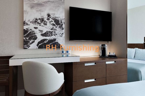 Papua New Guinea new hotel interior design furniture Walnut wood king size bed with nighstand and TV cabinet office desk supplier