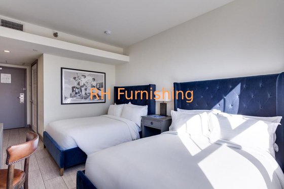 Da Nang hotel American style bedroom furniture set by Fabirc upholstered queen bed with leisure armchairs and wood table supplier