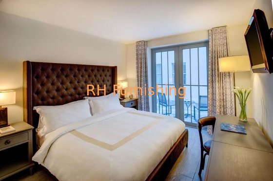 Da Nang hotel American style bedroom furniture set by Fabirc upholstered queen bed with leisure armchairs and wood table supplier