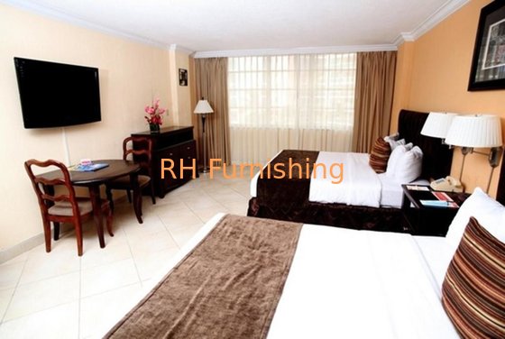 Ha Noi hotel style apartment furniture of guestroom single bed with wood dining table and upholstered chairs supplier