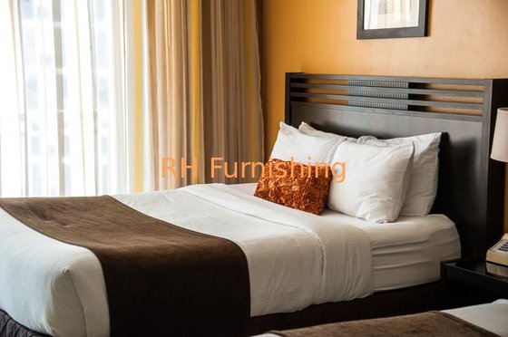Ha Noi hotel style apartment furniture of guestroom single bed with wood dining table and upholstered chairs supplier