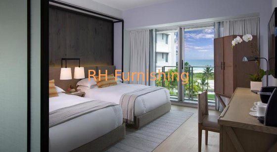 Nha Trang resort holiday hotel new design for interior furniture walnut wood headboard bed with fabric chaise lounge supplier