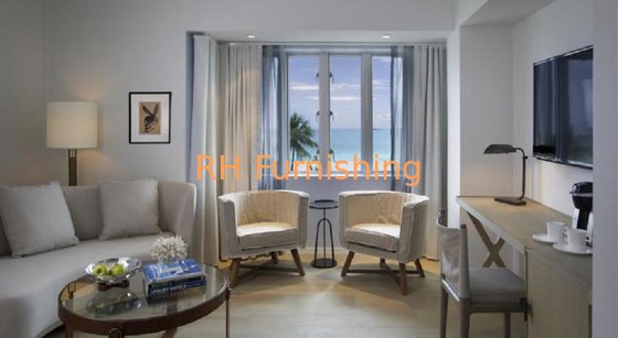 Nha Trang resort holiday hotel new design for interior furniture walnut wood headboard bed with fabric chaise lounge supplier