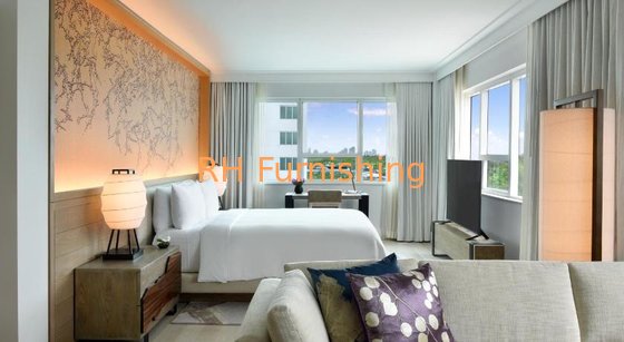 DA LAT five star hotel interior furniture of King bed with nightstand and fabric sofa chaise lounge supplier