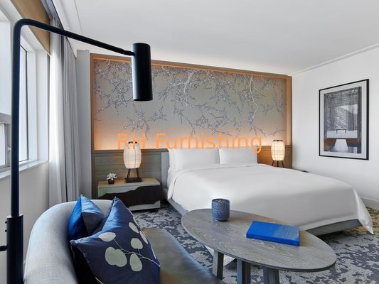 DA LAT five star hotel interior furniture of King bed with nightstand and fabric sofa chaise lounge supplier