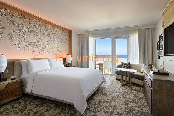 DA LAT five star hotel interior furniture of King bed with nightstand and fabric sofa chaise lounge supplier