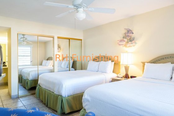 HoiAn hotel decoration american style bedroom furniture of wood bed with TV cabinet and Leisure sofa chairs supplier