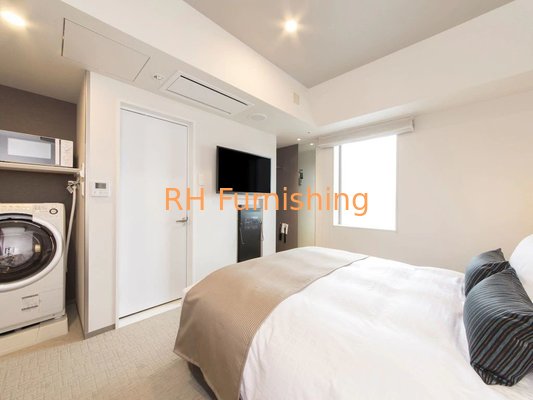 Christchurch modern hotel interior design furniture of Laminate board TV wall unit with writing desk and Upholstered bed supplier