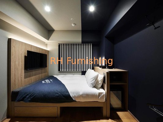 Dunedin hotel furniture supplier for interior design laminate panel bed with storage and combined desk with TV wall supplier