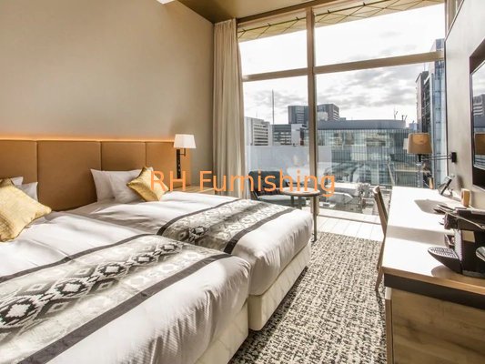 Papua New Guinea hotel furniture supplier for bedroom set by fabric headboard with mattress and chaise sofa seating chai supplier