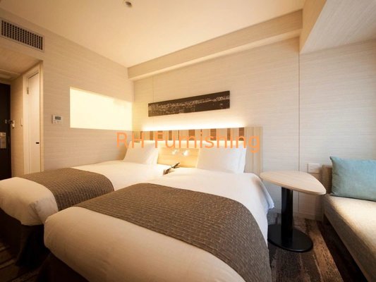 Port Moresby hotel style apartment space saving furniture of bunk bed with TV wall panel by Laminate wood and fabricsofa supplier