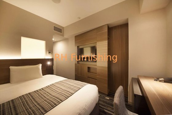 Port Moresby hotel style apartment space saving furniture of bunk bed with TV wall panel by Laminate wood and fabricsofa supplier
