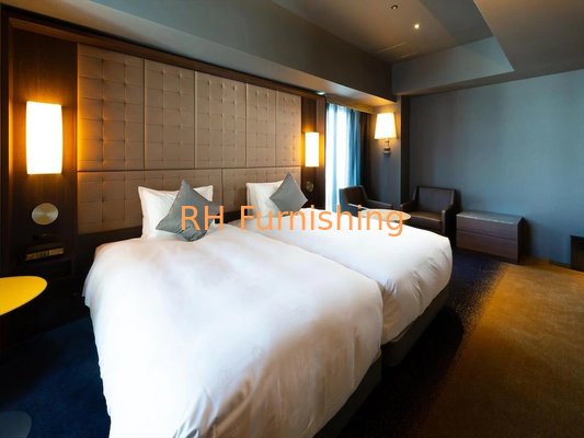 New Caledonia Islands resort hotel interior fixture and furniture by HPL laminate wardrobe with Upholstered bed supplier