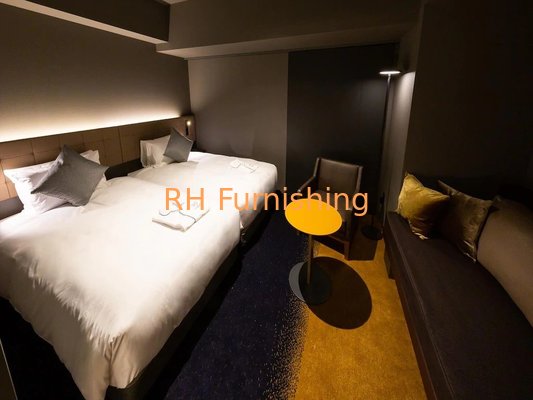 New Caledonia Islands resort hotel interior fixture and furniture by HPL laminate wardrobe with Upholstered bed supplier