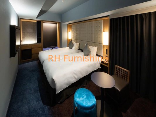 New Caledonia Islands resort hotel interior fixture and furniture by HPL laminate wardrobe with Upholstered bed supplier