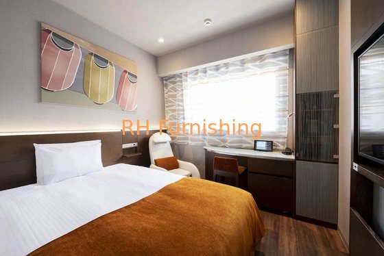 Fiji bueget hotel interior design furniture for sale by wood headboard bed with TV cabinet and dining chair supplier