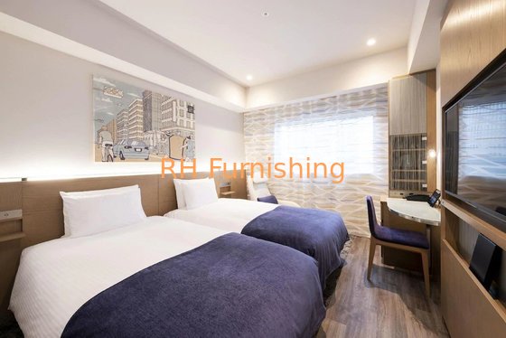Fiji bueget hotel interior design furniture for sale by wood headboard bed with TV cabinet and dining chair supplier