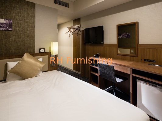 Palau new hotel decoration fit out furniture of bedroom set with desk table unit and fabric chaise lounge sofa supplier