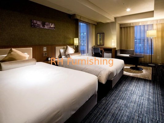 Palau new hotel decoration fit out furniture of bedroom set with desk table unit and fabric chaise lounge sofa supplier
