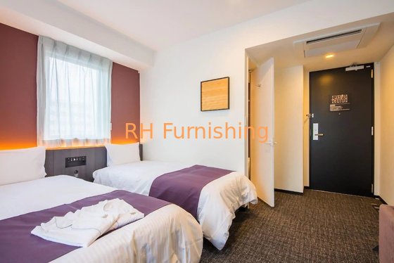 Sydney hotel inn resort budget hotel apartment interior design furniture bedroom laminate bed with long table desk chair supplier