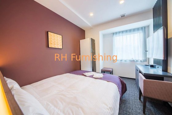 Sydney hotel inn resort budget hotel apartment interior design furniture bedroom laminate bed with long table desk chair supplier