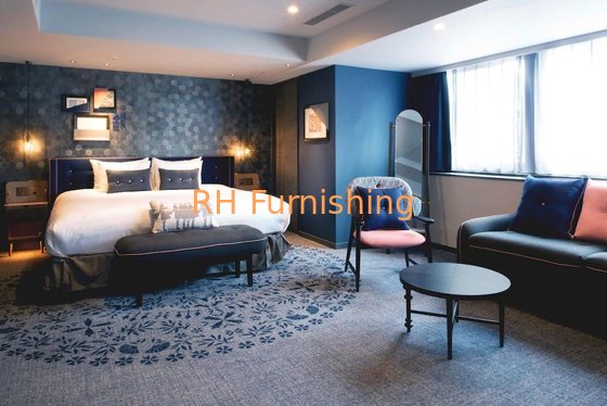 Brisbane budget hotel inner furniture supplier from China for bedroom set laminate headboard with nightstand and Lounge supplier