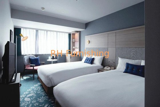 Brisbane budget hotel inner furniture supplier from China for bedroom set laminate headboard with nightstand and Lounge supplier