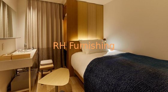 Perth hotel interior design FFE solution by laminate wood headboard bed with light luxury sofa and coffee table supplier