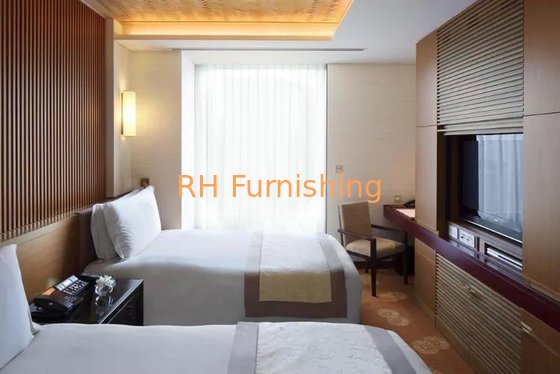 Australia luxury hotel interior design of furniture supplier from China by teak wood bed with upholstered pad and sofa supplier