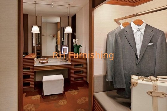 Australia luxury hotel interior design of furniture supplier from China by teak wood bed with upholstered pad and sofa supplier