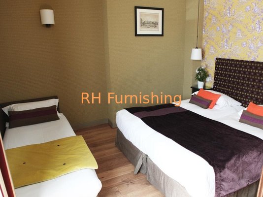 Egypt hotel furniture supplier from China for guestroom bed set with wardrobe cabinet used laminate board fabric sofa supplier