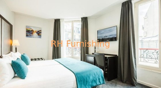 Egypt luxury hotel bedroom furniture of Upholstered headboard bed with writing desk table and lounge sofa chair supplier