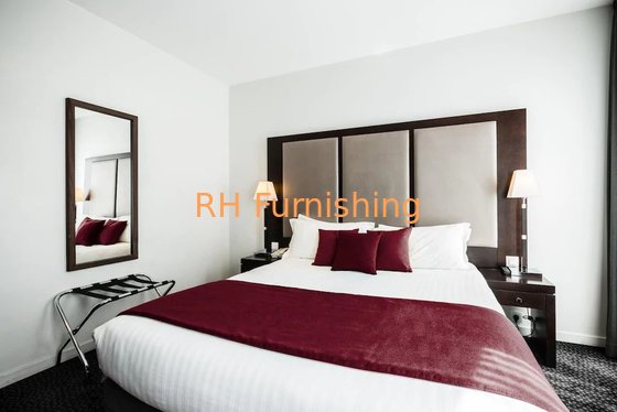 Egypt luxury hotel bedroom furniture of Upholstered headboard bed with writing desk table and lounge sofa chair supplier