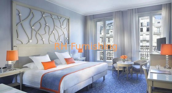 Ethiopia luxury hotel bedroom furniture of wood bed with dresser table and living room loveseat sofa set supplier