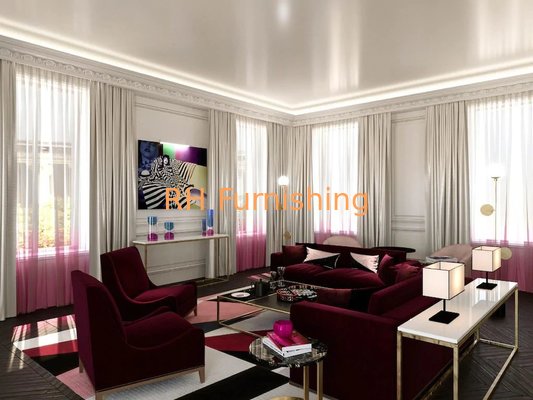 Angola furniture manufactuer from china by light luxury bedroom set Stainless steel table with lounge sofa chair supplier