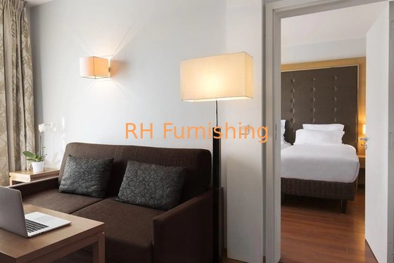 Botswana hotel inner design furniture by laminate wood headboard bed with side table and Writing desk table set supplier