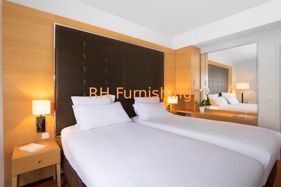 Botswana hotel inner design furniture by laminate wood headboard bed with side table and Writing desk table set supplier