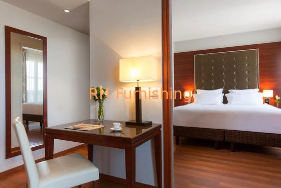 Botswana hotel inner design furniture by laminate wood headboard bed with side table and Writing desk table set supplier