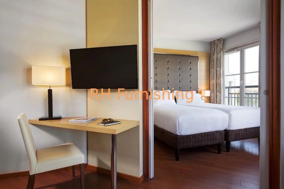 Botswana hotel inner design furniture by laminate wood headboard bed with side table and Writing desk table set supplier