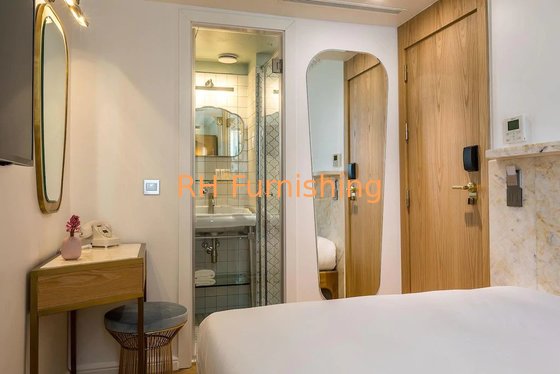 Burkina faso furniture agent from china for hotel bedroom furniture set wood bed with desk table and leisure sofa chair supplier
