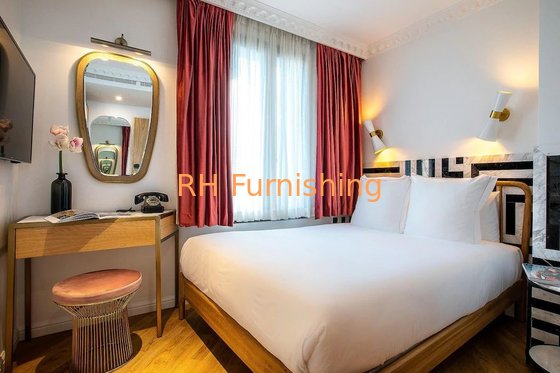 Burkina faso furniture agent from china for hotel bedroom furniture set wood bed with desk table and leisure sofa chair supplier