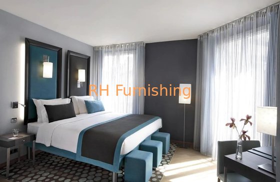 Equatorial Guinea furniture supplier from China factory for hotel bedroom fabric bed with side table and Writing desk supplier