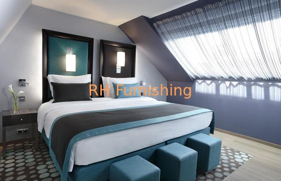 Equatorial Guinea furniture supplier from China factory for hotel bedroom fabric bed with side table and Writing desk supplier